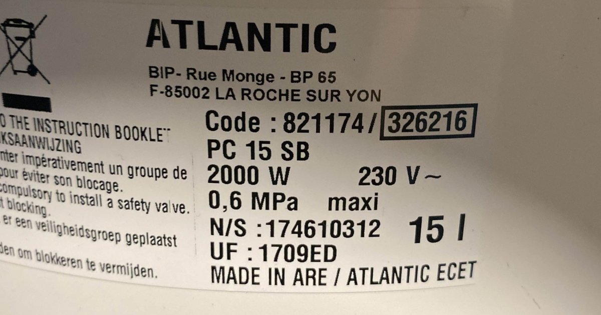 Chauffe-eau électrique 15L compact mono ATLANTIC 326216 - R-place